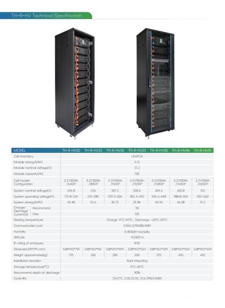Quality High Voltage Stackable LiFePO4 Battery Cabinet with CAN Communication All-In-One for sale