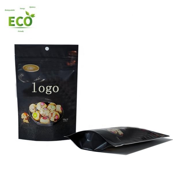 Quality Custom Printing  Smell Proof Stand up Packaging Pouch With Zipper Good Sealing  Matte Black Packaging Bag for Cookies for sale