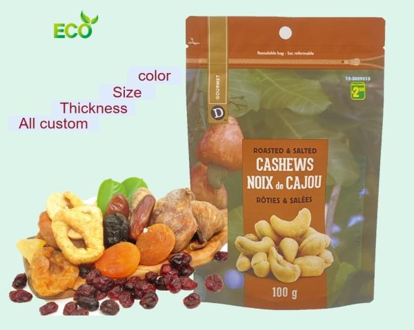 Quality Custom Printing Food Grade Nut Stand up Ziplock Bag Plastic Pouch Packaging Food Bag Kraft Tea Packaging Biodegrade Pouch for sale
