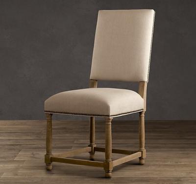 China French Antique Wooden fully upholstered dining room chairs / fabric kitchen chairs for sale
