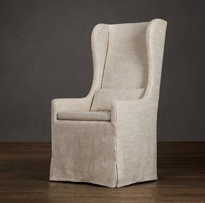 China Comfortable American Style white Fabric Dining Chair with WingBack Slipcovered for sale