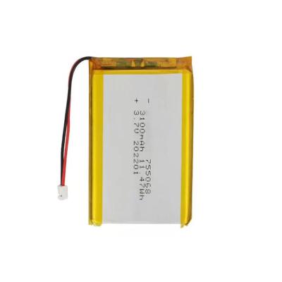 China 755068 Soft Pack Li-Polymer Battery 3.7V 3100mAh for Medical Devices for sale