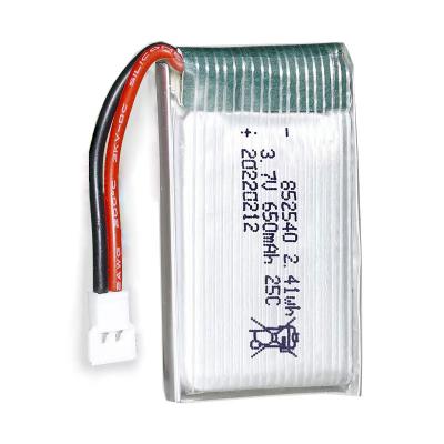China High Rate 852540 Li-Po Battery 3.7V 650mAh 25C Discharge Power Type RC Lipo Cell True Capacity for sale