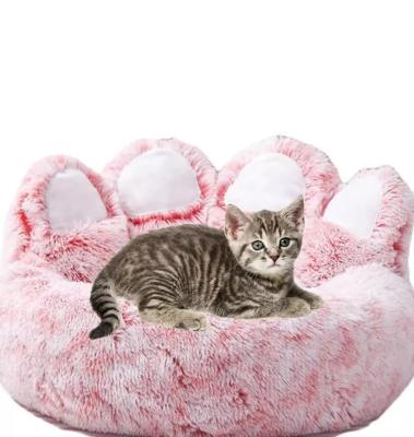 China Amazon Top Selling Pet Beds Round Sofa Dog Donut  Washable  Nest Bear Paw Shape Warm House  For Pet Dog Cat Te koop