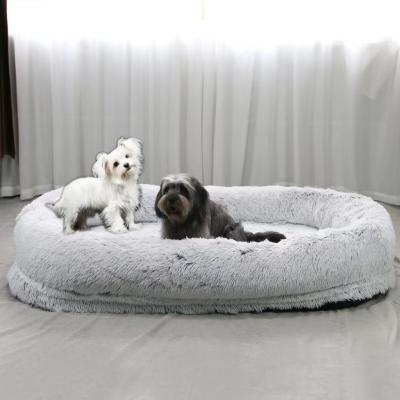 Китай Wholesale High Quality 160cm Human Washable Non-Slip Long Plush Giant Fluffy Pet Bed For Cats And Dogs продается
