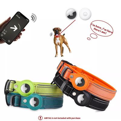 China Fashion Custom Adjustable Luxury Pet Collar Reflective Dog Collar For Apple Airtag à venda