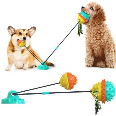 China Molar Dog Chew Toy Teeth Cleaner TPR Sucker Draw Rope Ball for sale
