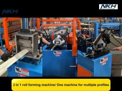Driezijdige rollenvormende machine 3 in 1 rollenvormende machine stang/traject/tunnel/kanaal/deurraam rollenvormende machine Eén machine voor meerdere producten