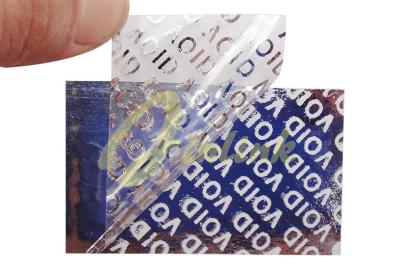 China Partial Transfer Tamper Evident Security VOID Label Material,High residue tamper evident security label material for sale