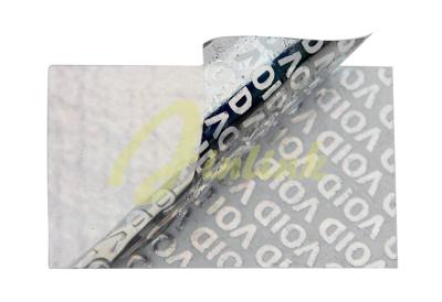 China Hologram Tamper Evident Security VOID Label Material, Matt silver tamper proof anti-counterfeiting void label material for sale