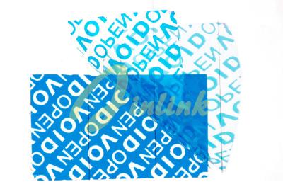 China Full Residue Tamper Evident Security VOID Label Material, Blue color customized tamper proof security label material for sale
