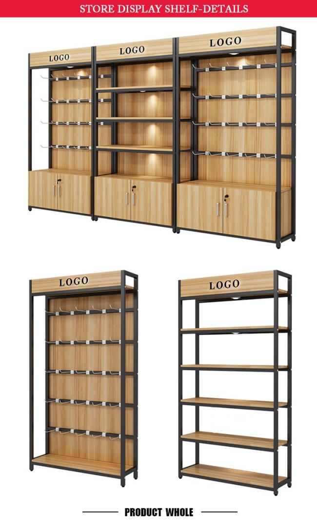 Close-up of supermarket shelf construction