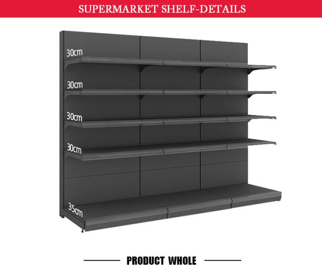 Close-up of supermarket shelf construction
