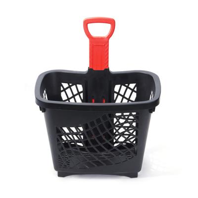 China Conveniently Foldable Plastic Trolley Basket With Four Wheels Easy To Store And Clean for sale