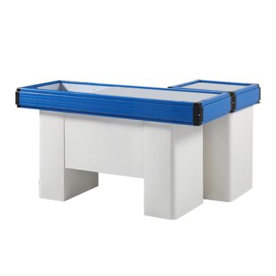 China Width 550-1200mm Supermarket Checkout Counter Stainless Steel Table Retail Check Out Counters for sale
