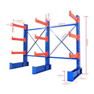 China Heavy Duty Storage Warehouse Cantilever Rack With 500-3000kg Per Layer Capacity for sale