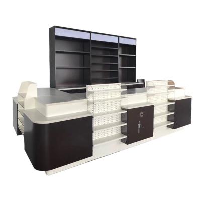 China Conveyer Belt Supermarket Checkout Counter Cold Rolled Steel Cabinet Custom Length for sale
