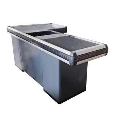 China Customizable Stainless Steel Checkout Counter With Customer Conveyer Belt for sale