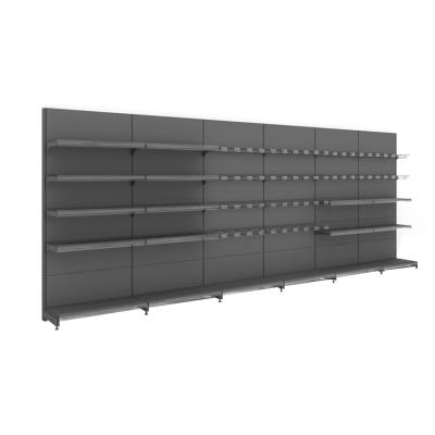 China Single-Sided Metal Supermarket Shelf with Powder Coated Finish for sale