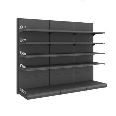 China Single-Sided Metal Supermarket Shelf with Powder Coated Finish for sale