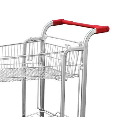 중국 2단 금속 쇼핑 카트, 고무 바퀴 4개 판매용