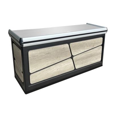 중국 부식 방지 및 효율적인 정산을 위한 파티션 레이아웃 및 장비 연동이 가능한 스테인리스 스틸 슈퍼마켓 계산대 판매용