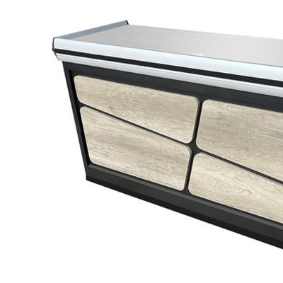 중국 부식 방지 및 효율적인 정산을 위한 파티션 레이아웃 및 장비 연동이 가능한 스테인리스 스틸 슈퍼마켓 계산대 판매용