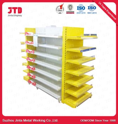 China 300mm 1800mm Gondola Display Shelving ISO9001 Yellow Metal Shelf for sale