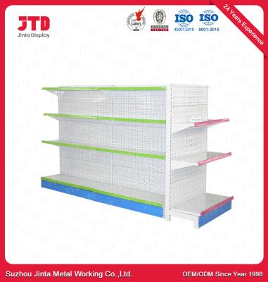 China Green Double Sided Gondola Shelving 500mm 1800mm Grocery Store for sale