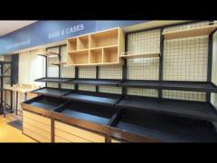 Metal Wood Shelf Shop Display Shelving Back Panel Wood Frame Supermarket Display Shelving