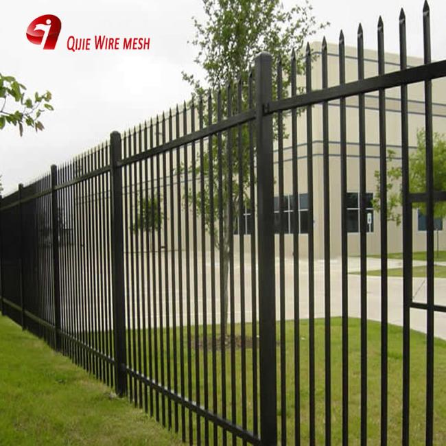 6FTX8Ft Black Powder Coated Steel Security Garrison Fence Steel Fence