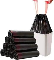 China Heavy Duty Biodegradable Drawstring Trash Bag 10-50 Mic Thickness Embossed Surface for sale