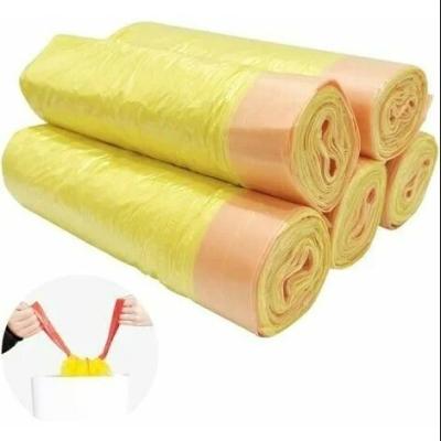 China Embossing Surface Handling 2023 Beige Biodegradable Tall Kitchen Drawstring Trash Bag for sale