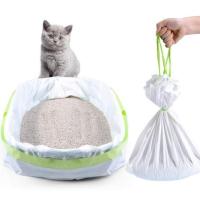 China Custom Jumbo Kitty Litter Box Liners with Drawstring Closure 30 Mic Thickness Beige for sale