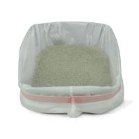 China Custom Jumbo Kitty Litter Box Liners with Drawstring Closure 30 Mic Thickness Beige for sale