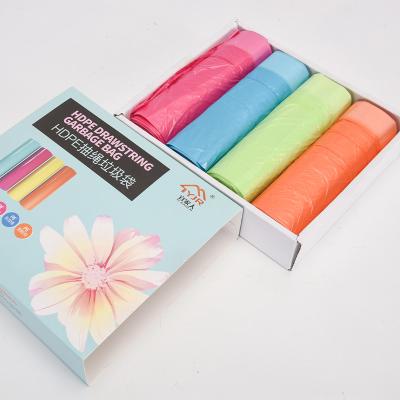 China Custom Order Blue Plastic Drawstring Garbage Bags on Roll for Household Products for sale