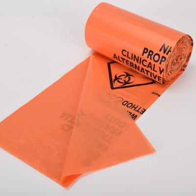China Sample Red Yellow Plastic Biohazard Garbage Bag for Medical Waste in Hospital Clinic for sale