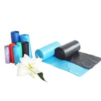 China OK Compost HDPE Drawstring Garbage Bag on Roll 100pcs per Roll Custom Thickness 5-100 Mic for sale