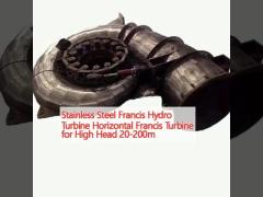 Roestvrij staal Francis Hydroturbine Horizontale Francis Turbine voor hoge kop 20-200m