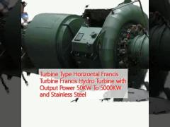 Turbinetype Horizontale Francis-turbine Francis-waterturbine met uitgangsvermogen van 50 kW tot 5000 kW en roestvrij staal