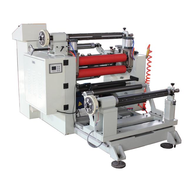 Paper roll slitting and rewinding machine
