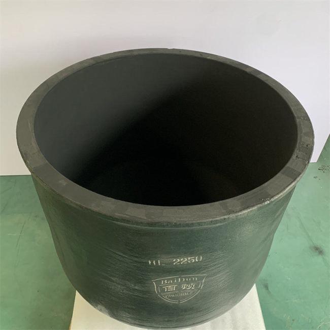 Circular silicon carbide graphite crucible - front view showing smooth surface finish