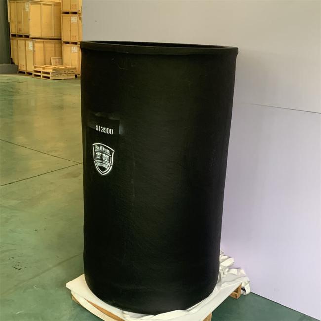 Graphite crucible side view showing cylindrical shape and black finish