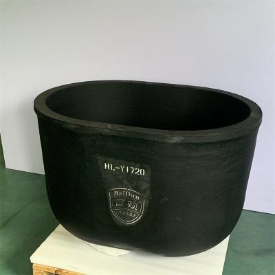 China Zwarte Keramische Grafiet Kroes Oval Type Metaalsmelt Kroes Siliciumcarbide Te koop
