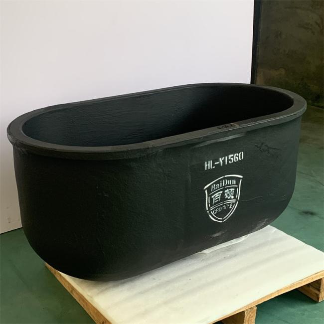 Close-up view of silicon carbide crucible nozzle