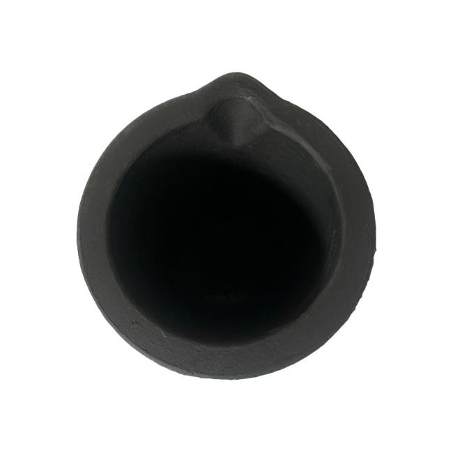 Silicon carbide graphite crucible with pouring nozzle - front view