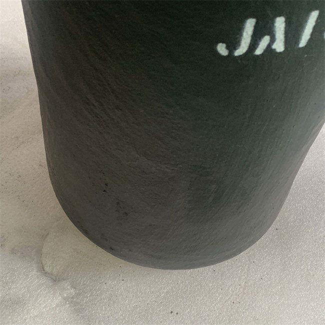 Silicon carbide graphite crucible with straight pouring nozzle - front view