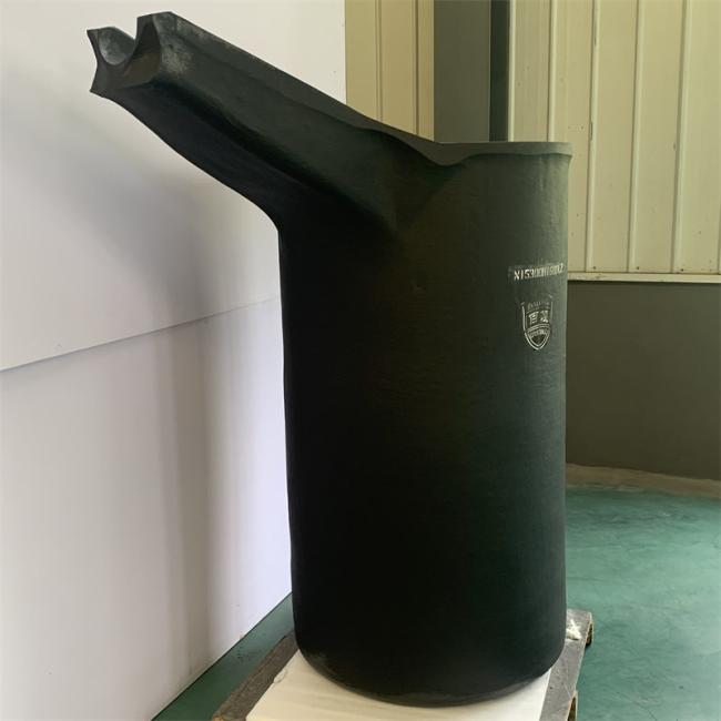 Silicon Carbide Graphite Crucible with pouring nozzle - front view
