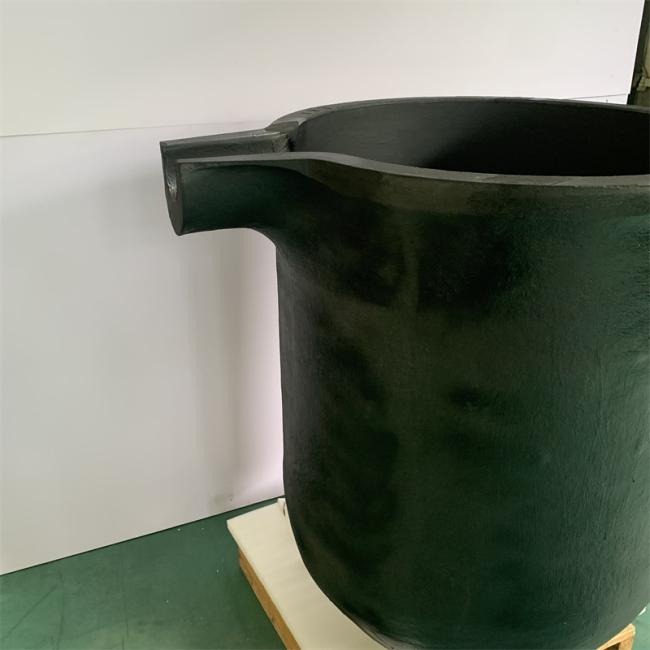 Graphite crucible with pouring nozzle - detail view
