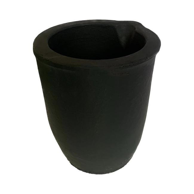 Round Graphite Clay Crucible with pouring nozzle - top view